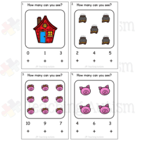 3 Little Pigs Counting Task Cards - Teaching Autism