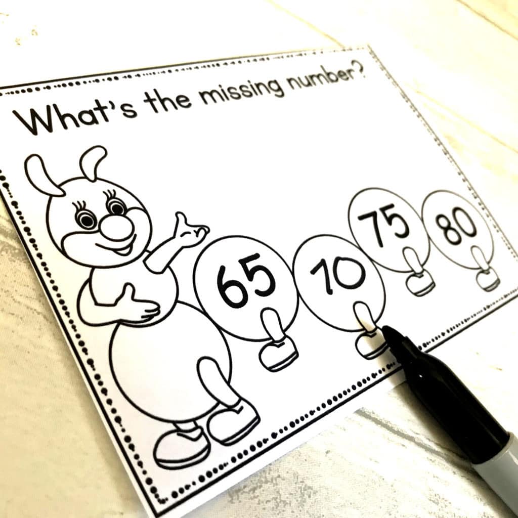 Caterpillar Missing Number Task Cards, Skip Counting - Teaching Autism