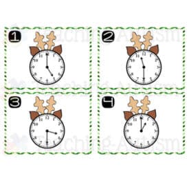 Christmas Telling Time Task Cards, Christmas Math - Teaching Autism