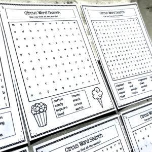 Circus Word Search Activities, No Prep - Teaching Autism