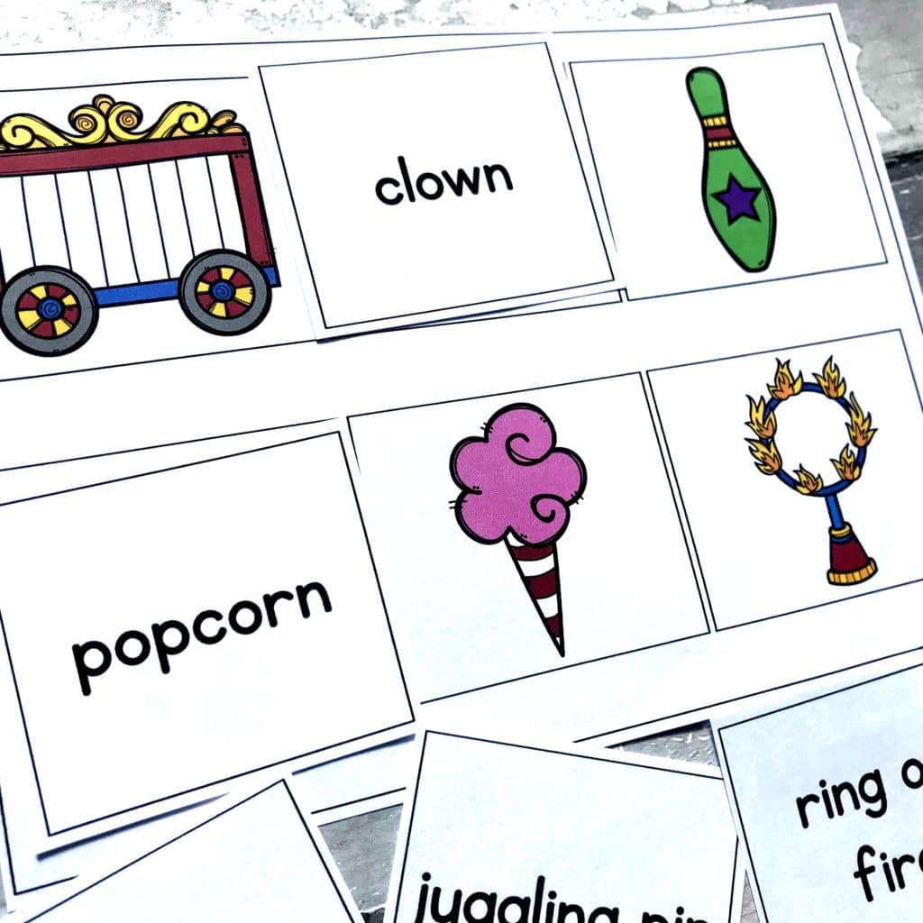 Circus Word to Picture Matching Activity - Teaching Autism