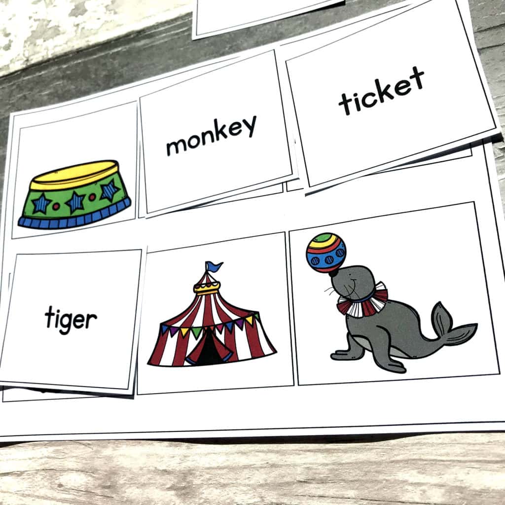 Circus Word to Picture Matching Activity - Teaching Autism