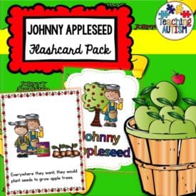 Johnny Appleseed Flashcard Story and Comprehension - Teaching Autism