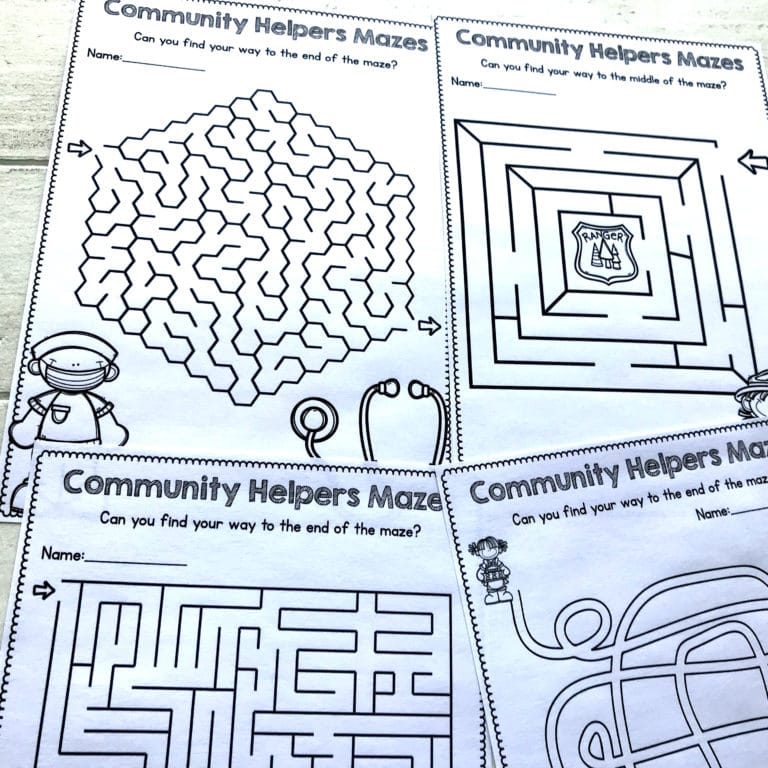 Community Helpers Maze Worksheets - Teaching Autism