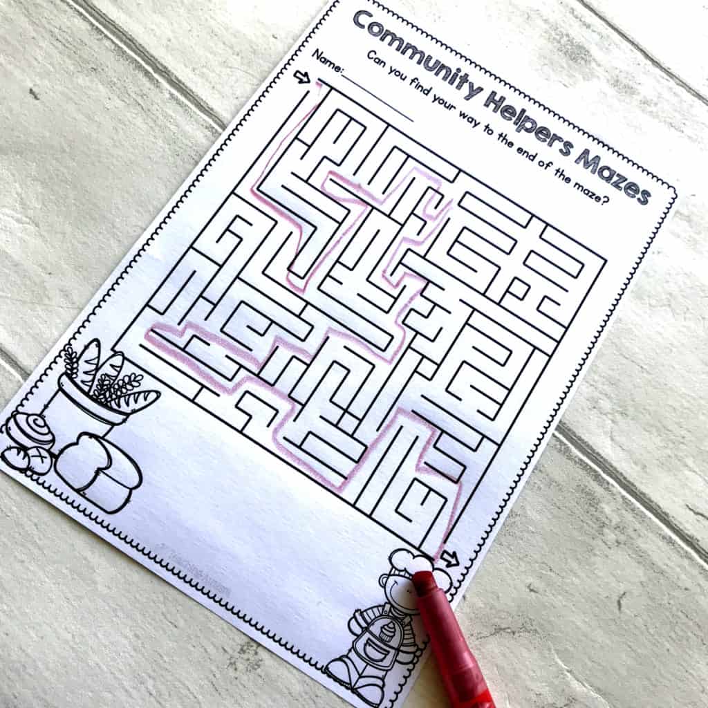 Community Helpers Maze Worksheets - Teaching Autism