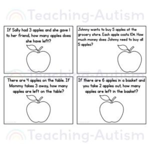 Apple Math Word Problems Task Box - Teaching Autism