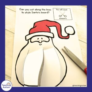 Christmas Fine Motor Skills - Cutting Santa's Beard - Teaching Autism