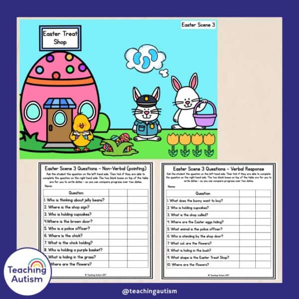Free Easter Wh Question Scenes - Teaching Autism