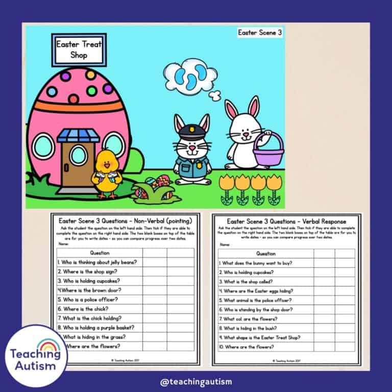 Free Easter Wh Question Scenes - Teaching Autism