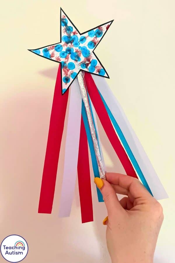 Patriotic Wand Memorial Day Craft for Kids - Teaching Autism