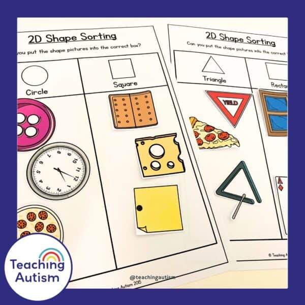 Free 2D Shape Sorting Cut and Paste Worksheets - Teaching Autism