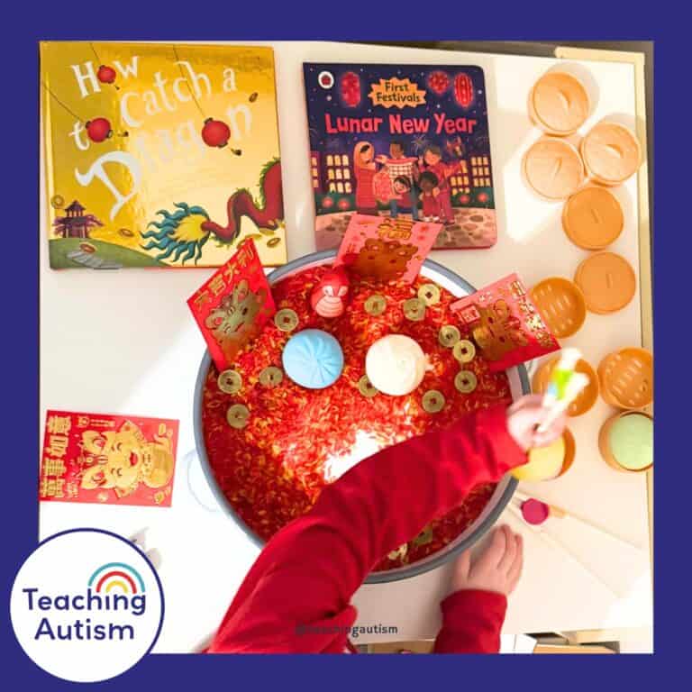 Lunar New Year Sensory Bin Set Up - Teaching Autism