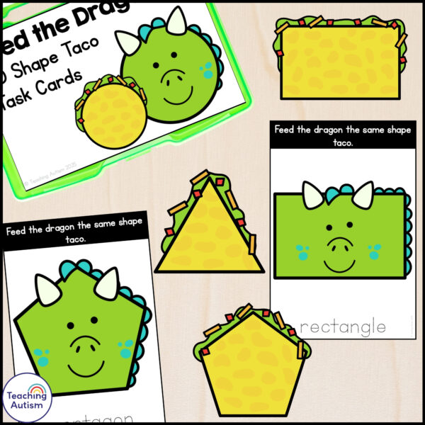 Free Feed the Dragon 2D Shape Taco Task Box - Teaching Autism