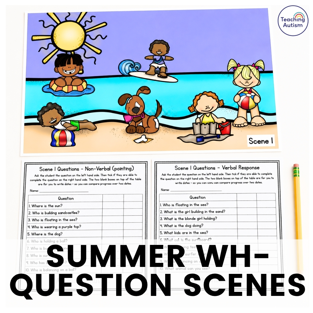 Summer WH Questions for Speech Therapy Fun Summer Picture Scenes for ...